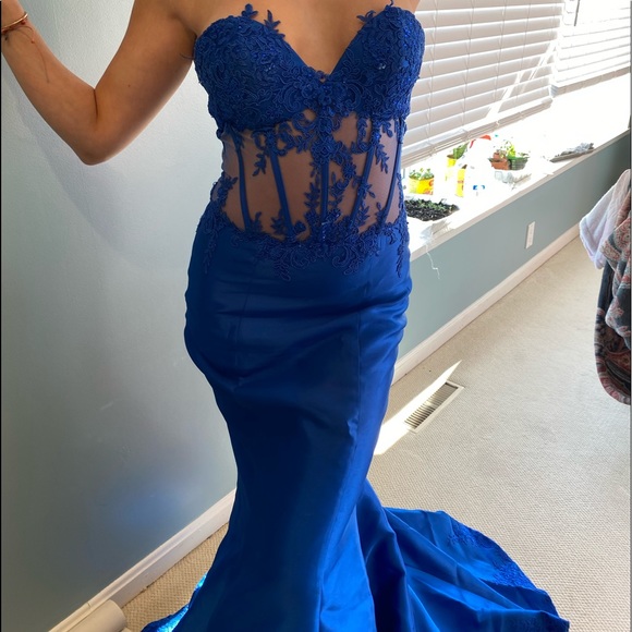 Dresses | Royal Blue Prom Dress With Ball Gown Train | Poshmark